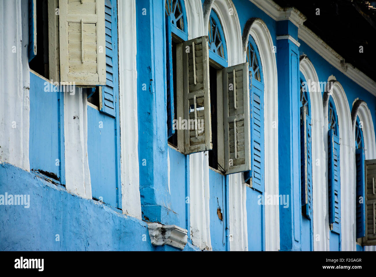 Facade and Windows of Shophouse Stock Photo - Alamy