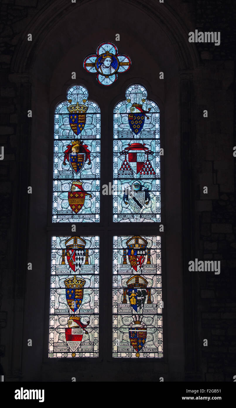 Winchester, Hampshire, England, Great Hall Stained Glass Window Stock ...