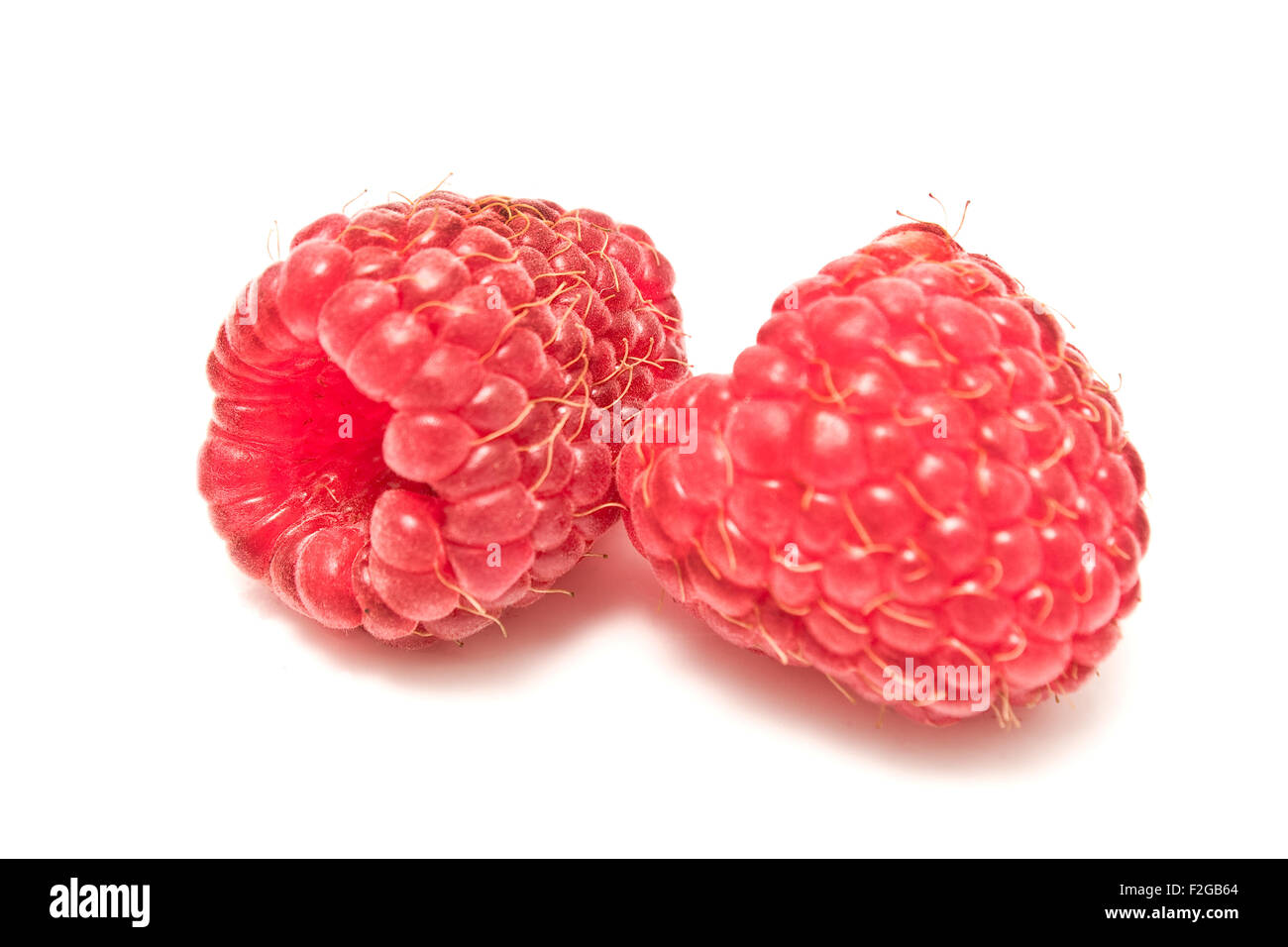Two red raspberries isolated on white Stock Photo - Alamy