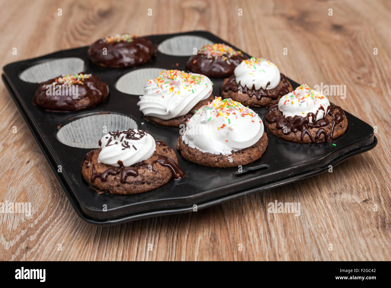Decorated fresh muffins Stock Photo - Alamy