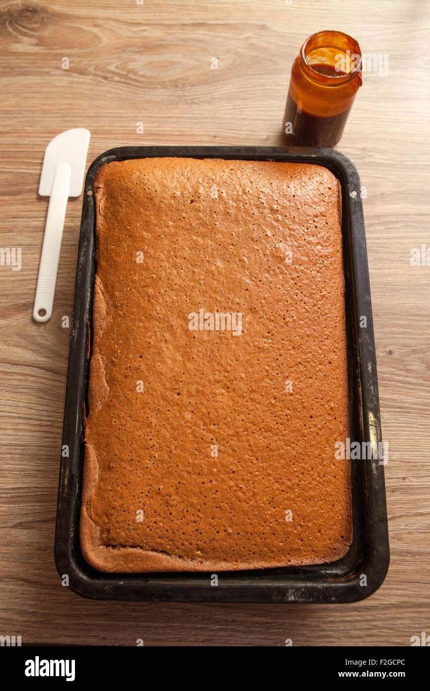 Preparing Sweet Chocolate Cake Stock Photo - Alamy
