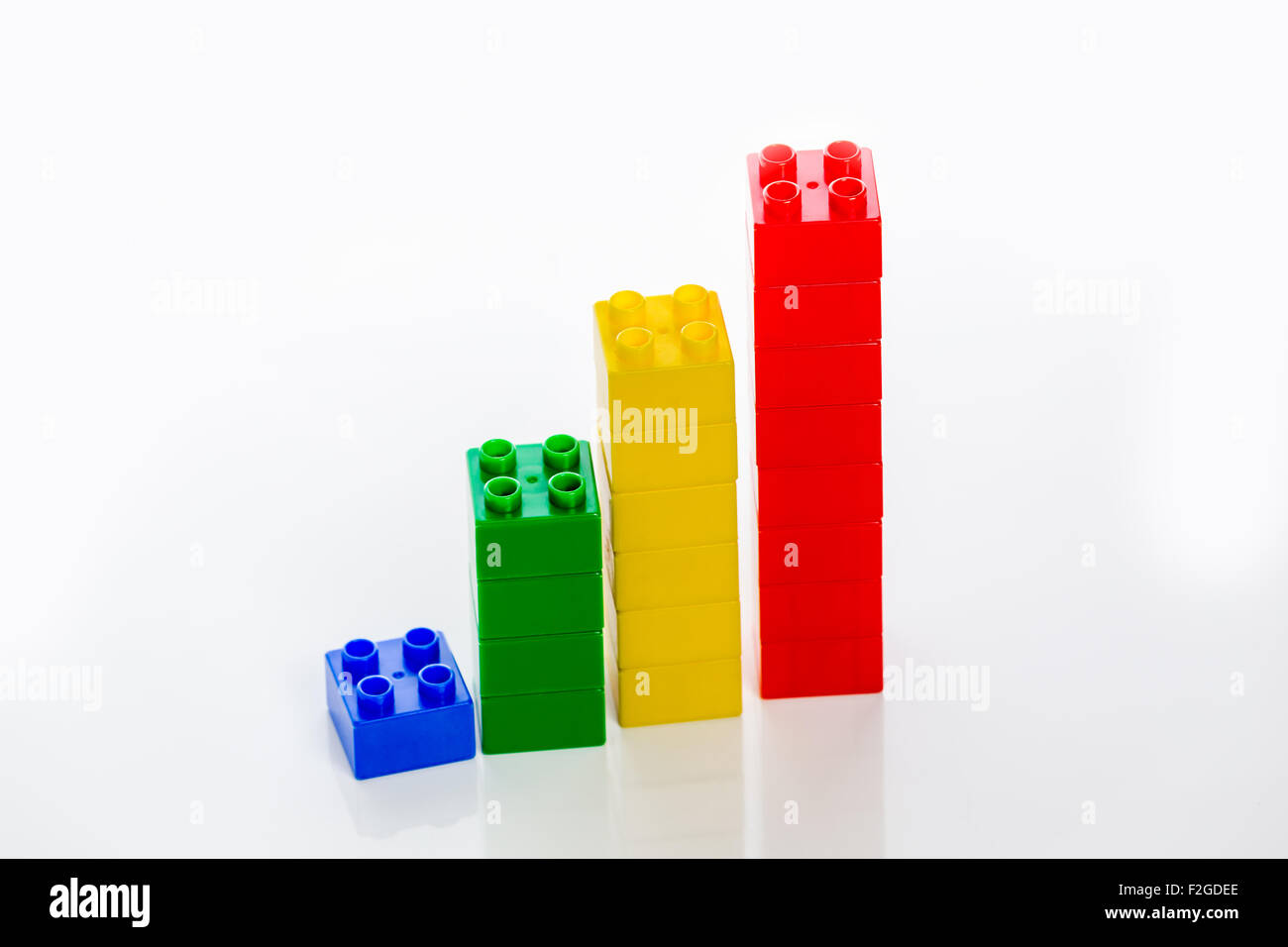 Colorful plastic building bricks on white background Stock Photo - Alamy