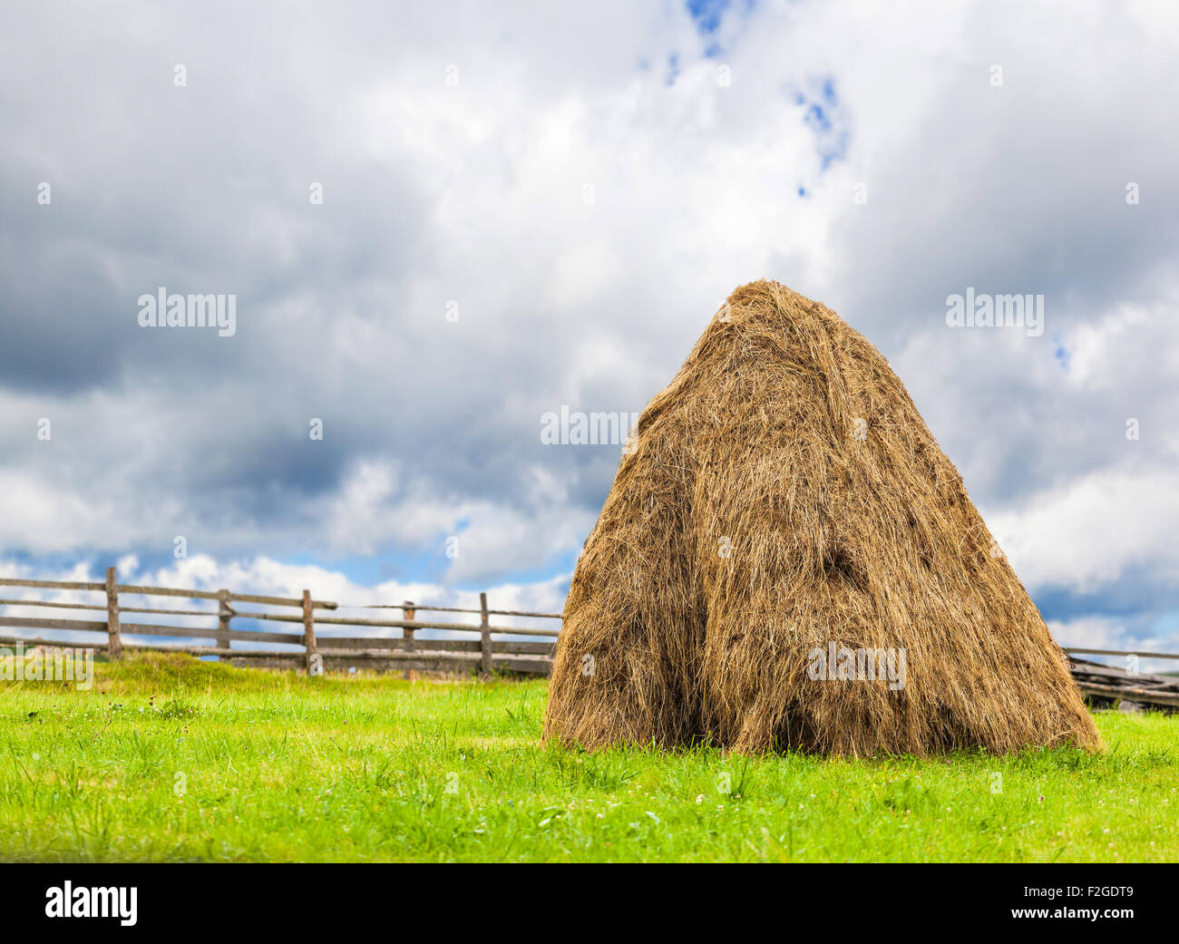 rural landscape, sheaves of hay in the Carpathians Stock Photo - Alamy