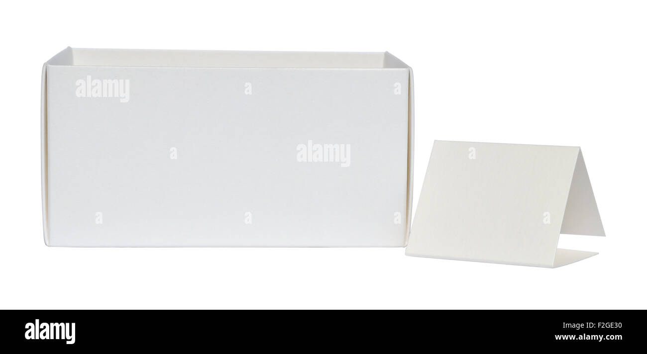 White paper box and label/tag isolated on white background Stock Photo ...