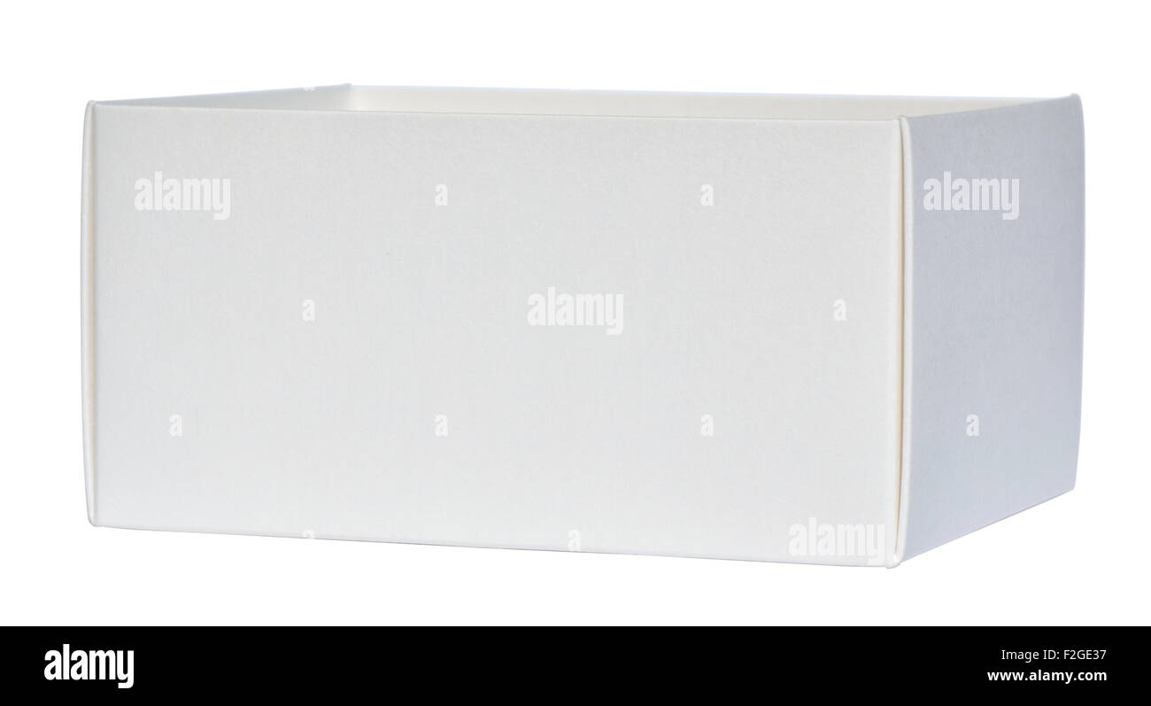 Opened white paper box isolated on white background (semi profile Stock ...