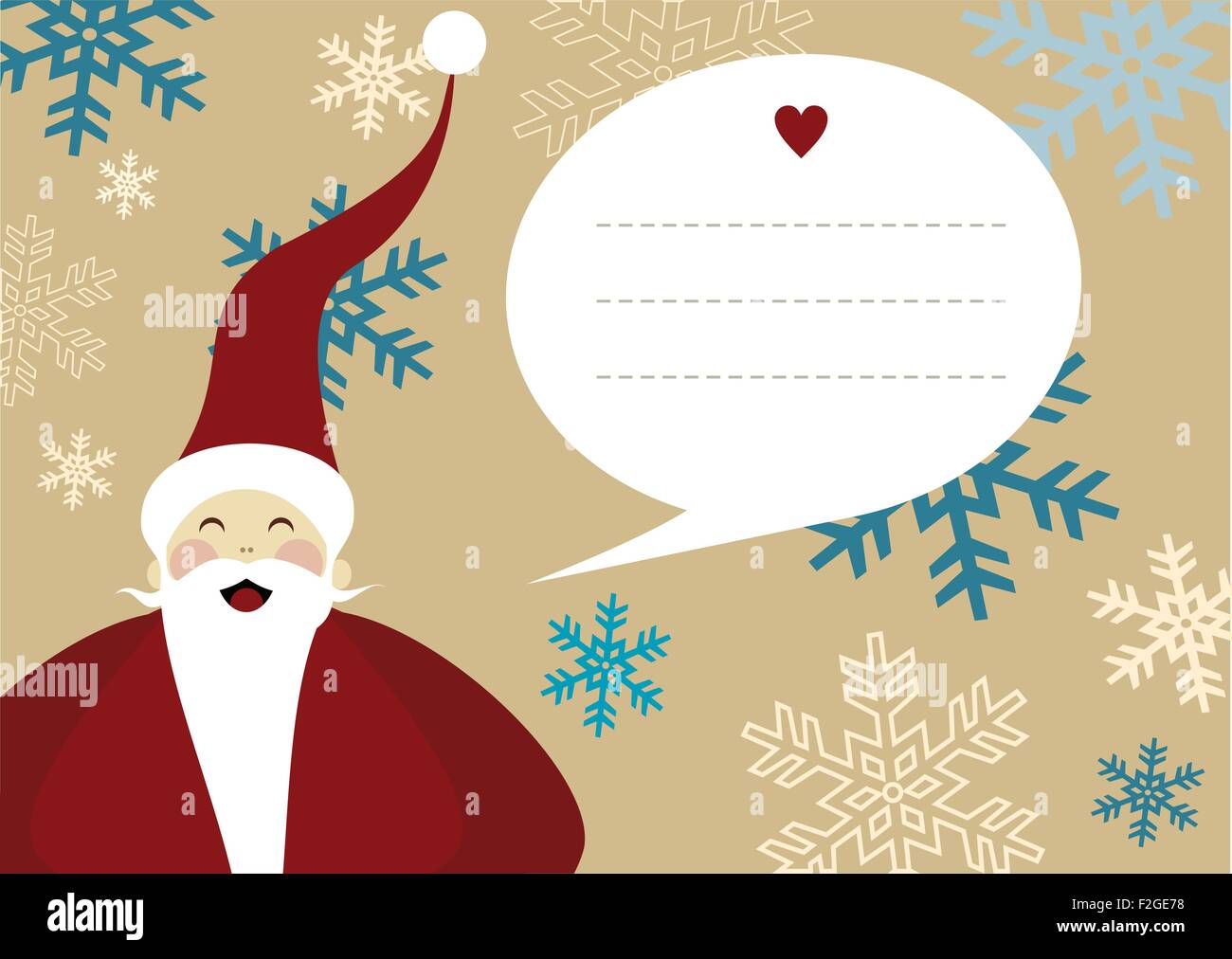 Santa Claus illustration with dialog balloon on snowy background for ...