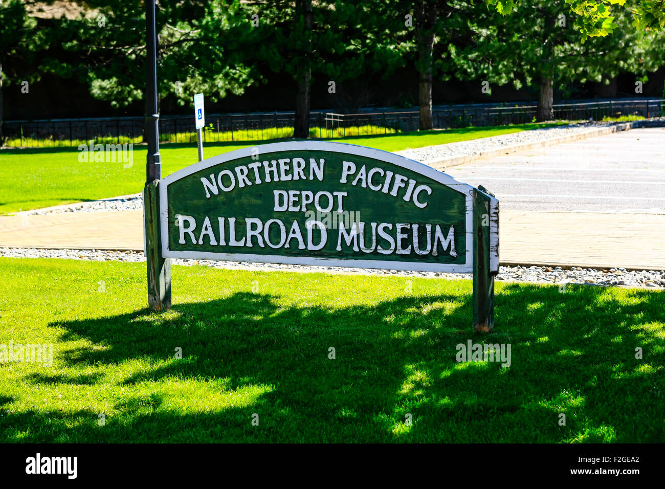 Northern Pacific Depot Railroad Museum sign in the historic city of ...