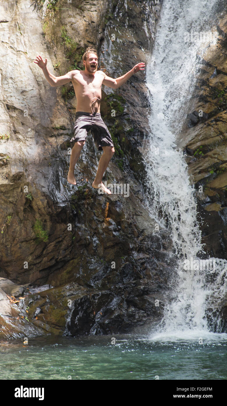 jump in the waterfall Stock Photo - Alamy