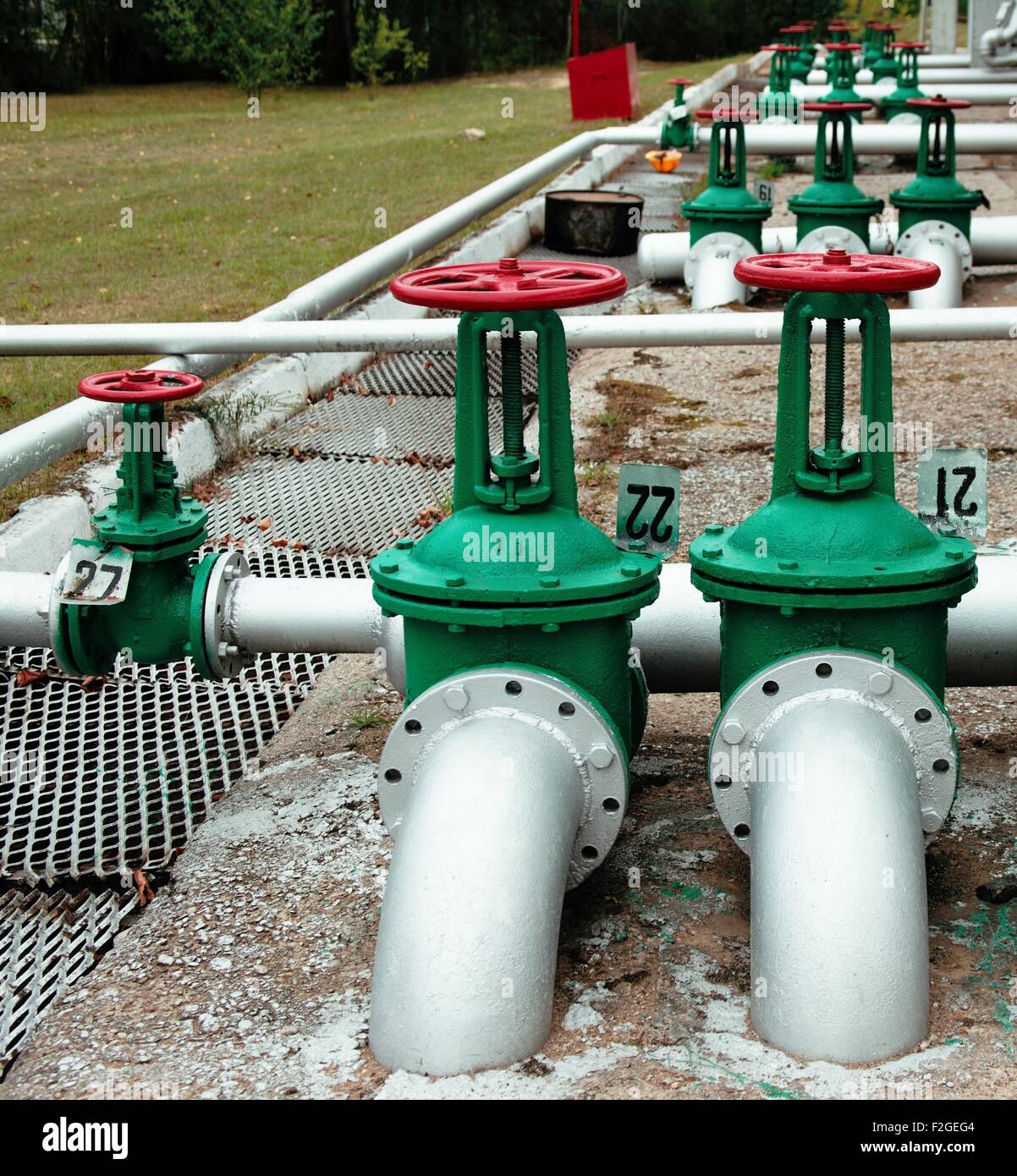 Oil and gas pipe line valves Stock Photo - Alamy