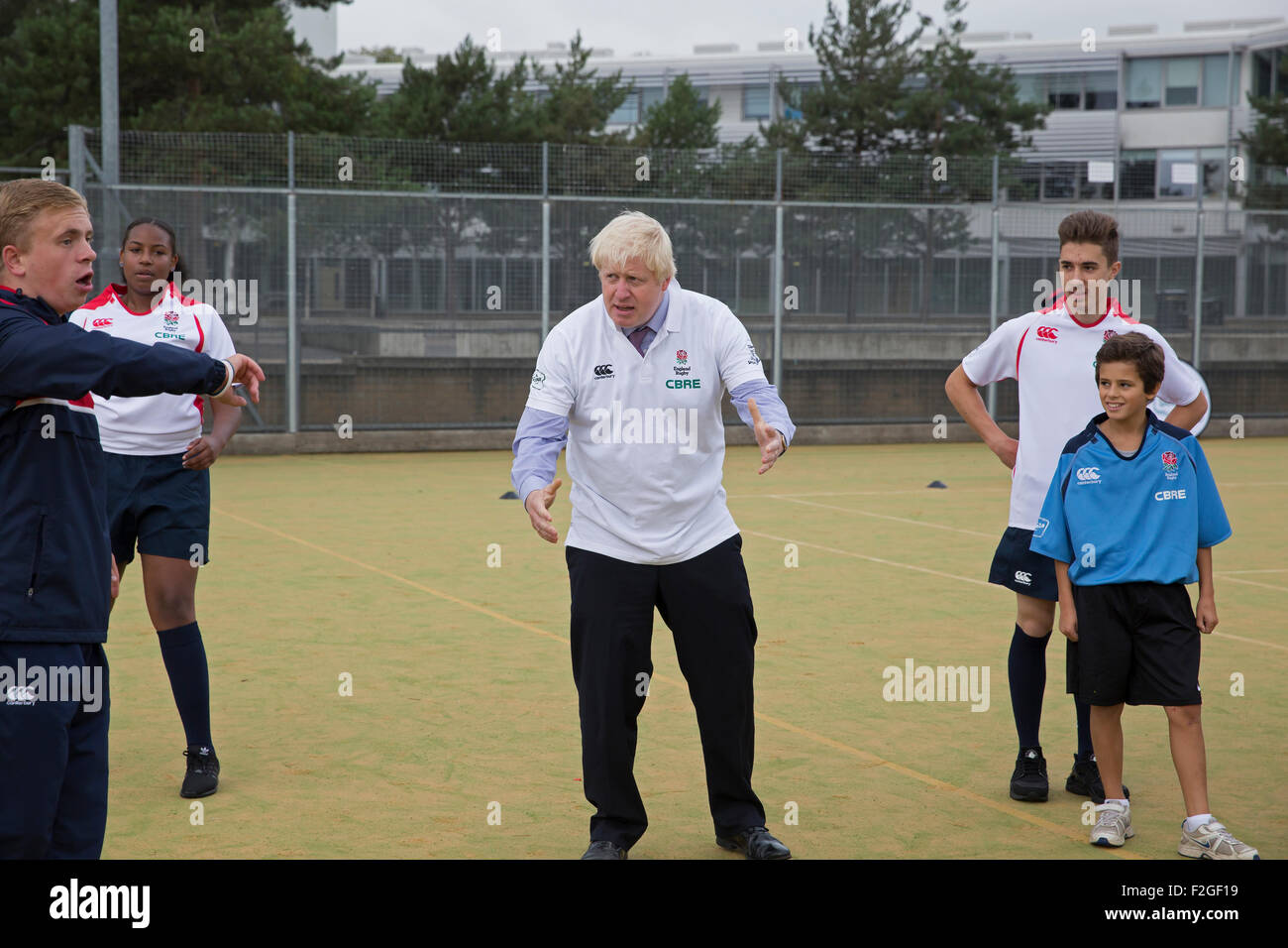 Camden,UK,18th September 2015,London Mayor Boris Johnson during a rugby ...