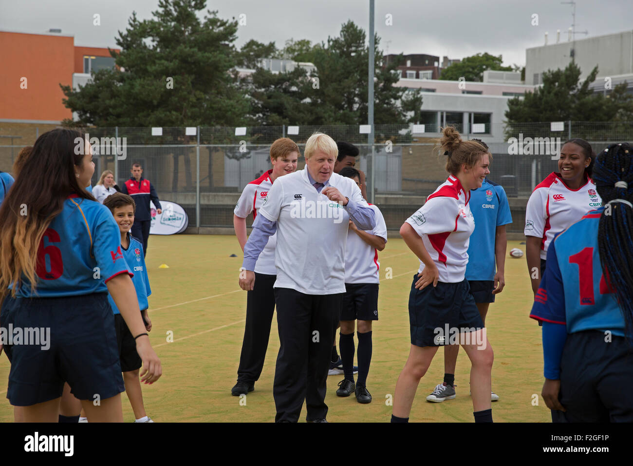 Camden,UK,18th September 2015,London Mayor Boris Johnson during a rugby ...