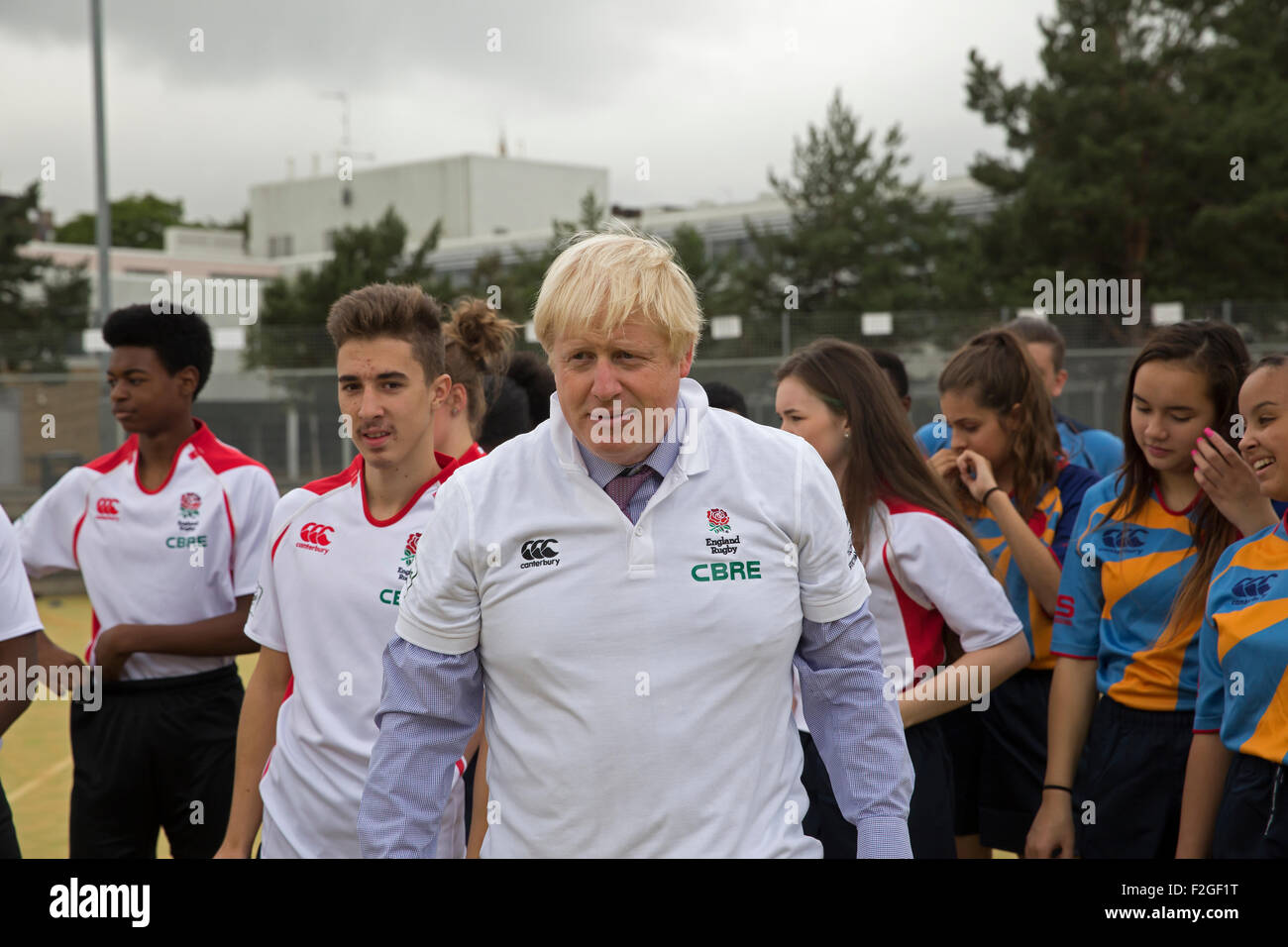 Camden,UK,18th September 2015,London Mayor Boris Johnson during a rugby ...