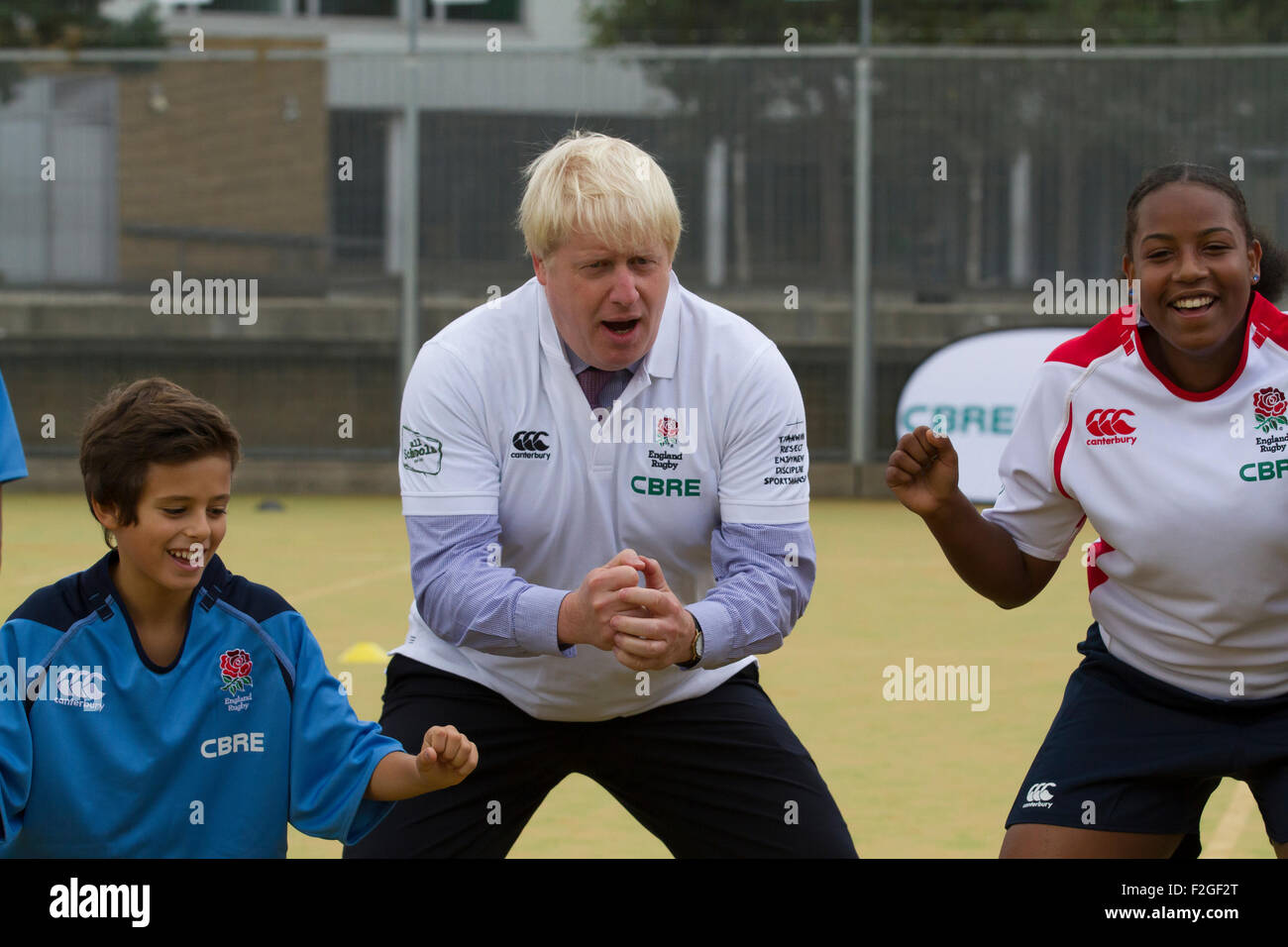 Camden,UK,18th September 2015,London Mayor Boris Johnson during a rugby ...