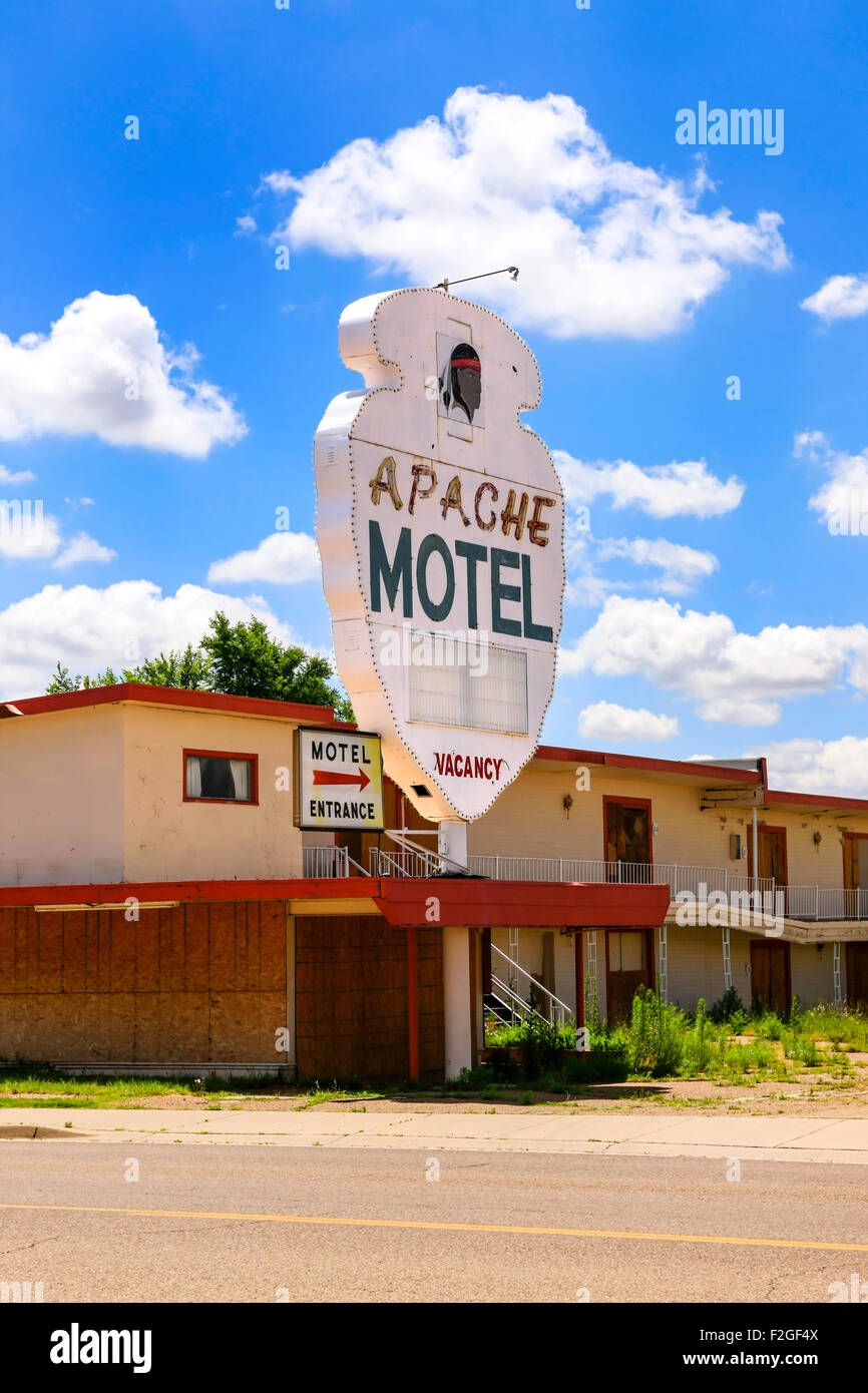 The abandoned Apache Motel on Route 66 in Tucumcari, New Mexico Stock ...