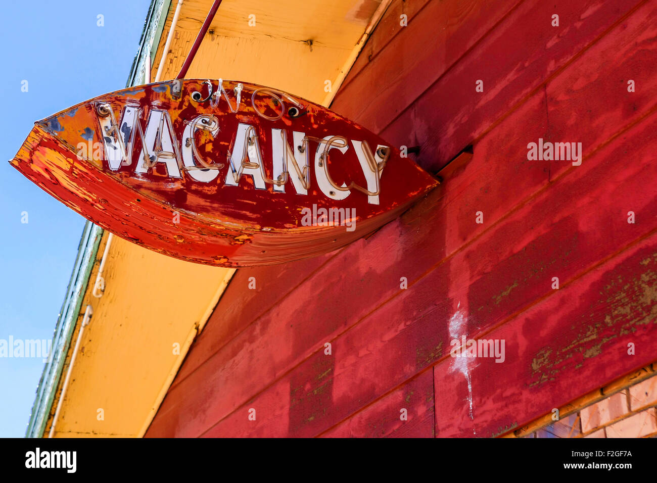 Old worn overhead Vacancy sign at an abandoned motel in Tucumcari on ...
