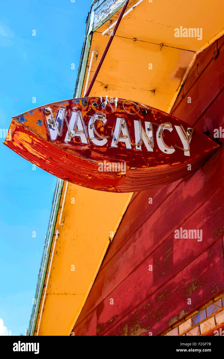 Old worn overhead Vacancy sign at an abandoned motel in Tucumcari on ...