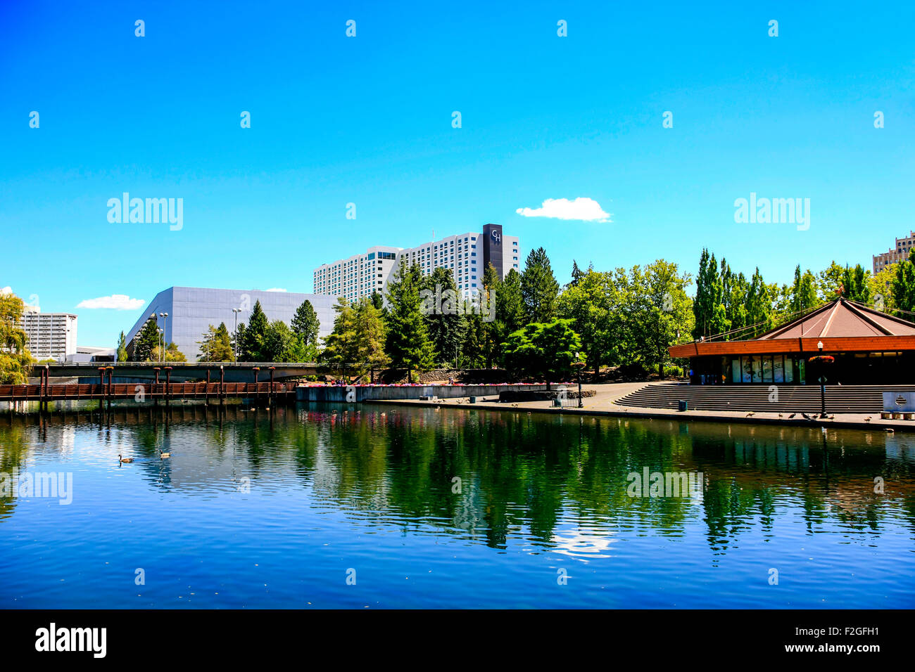 Riverfront Park and a view of the City of Spokane in Washington State ...