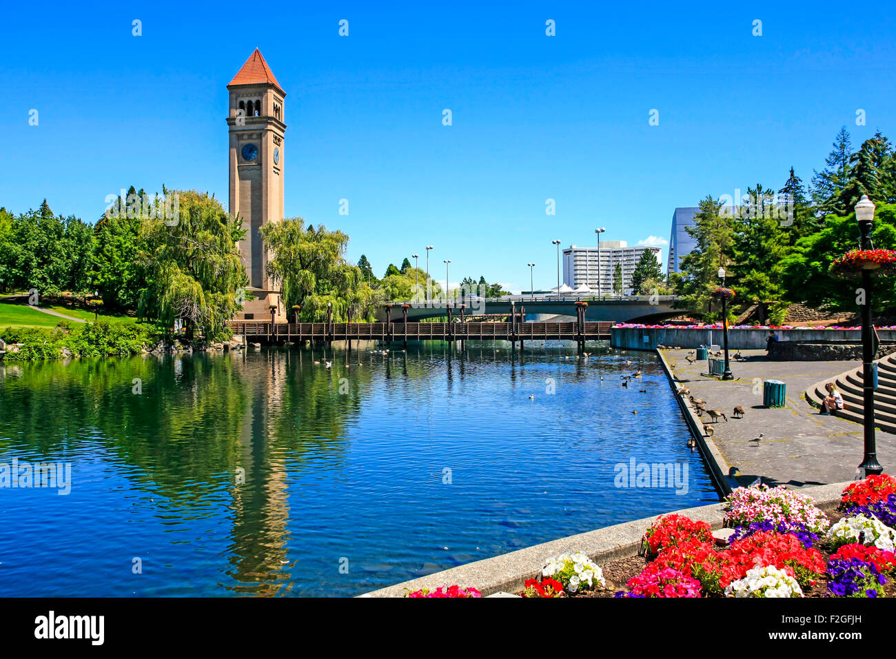 The Great Northern clock tower and U.S. Pavilion in Riverfront Park ...