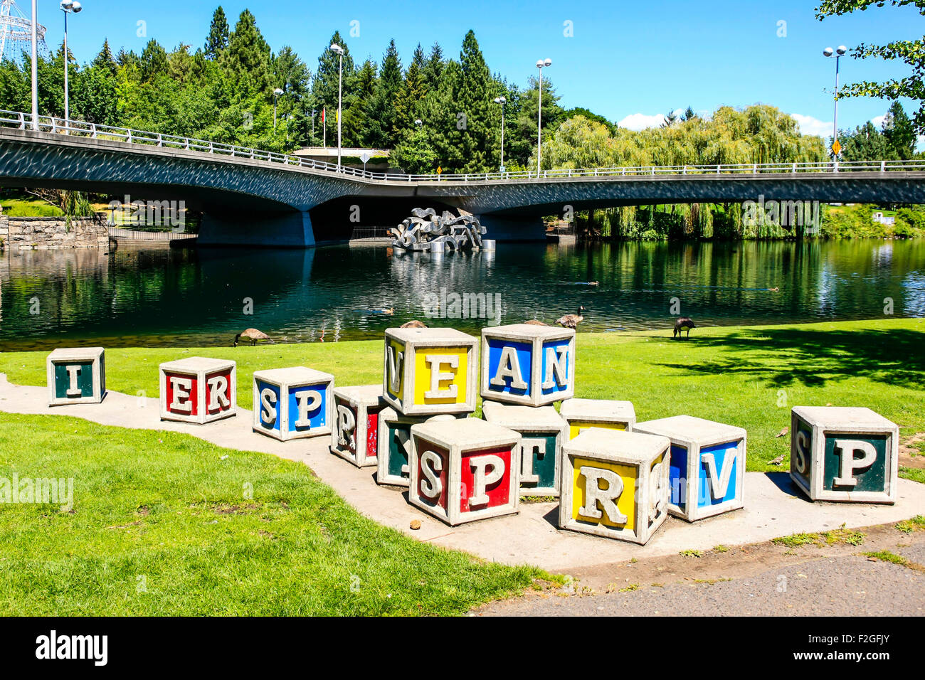 Alphabet cubes are a symbol of childhood in Riverfront Park sculpture ...