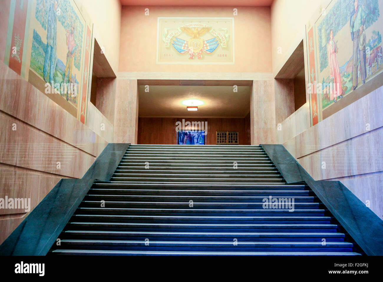 The stairway leading to the Senate Chamber inside the Oregon State ...