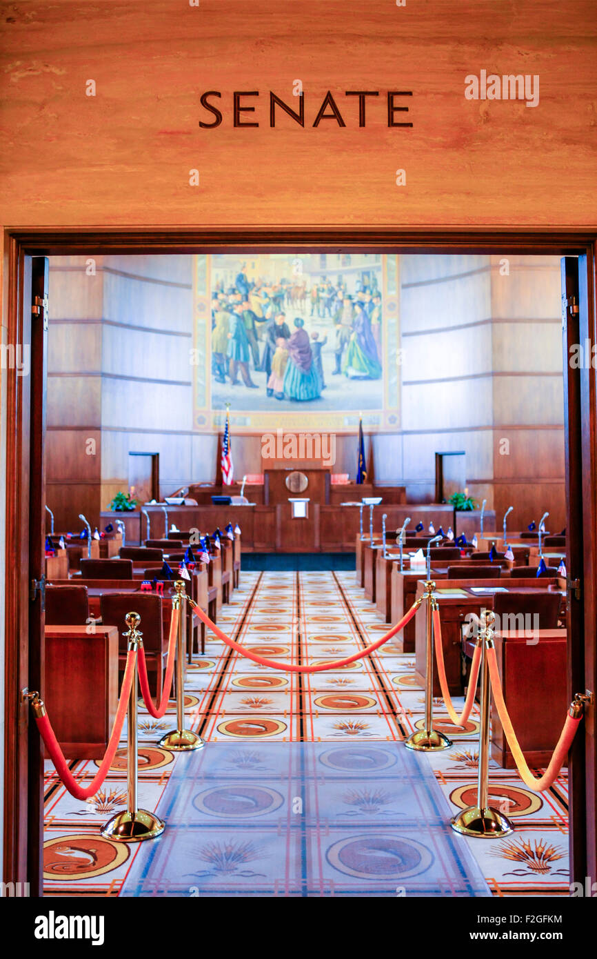 The Senate Chamber inside the Oregon State Capitol building in Salem ...