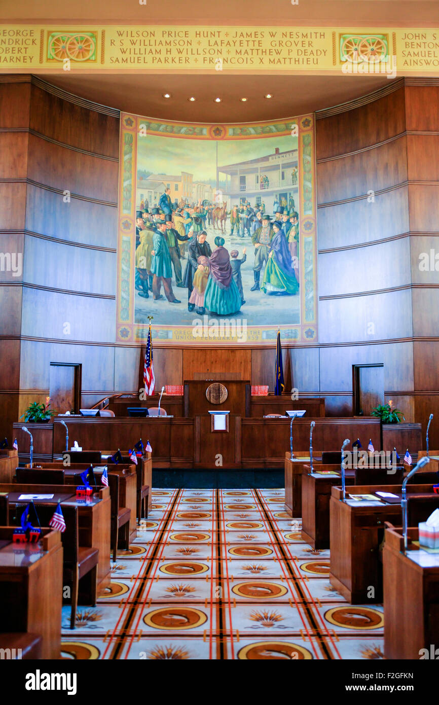 The Senate Chamber inside the Oregon State Capitol builidng in Salem ...