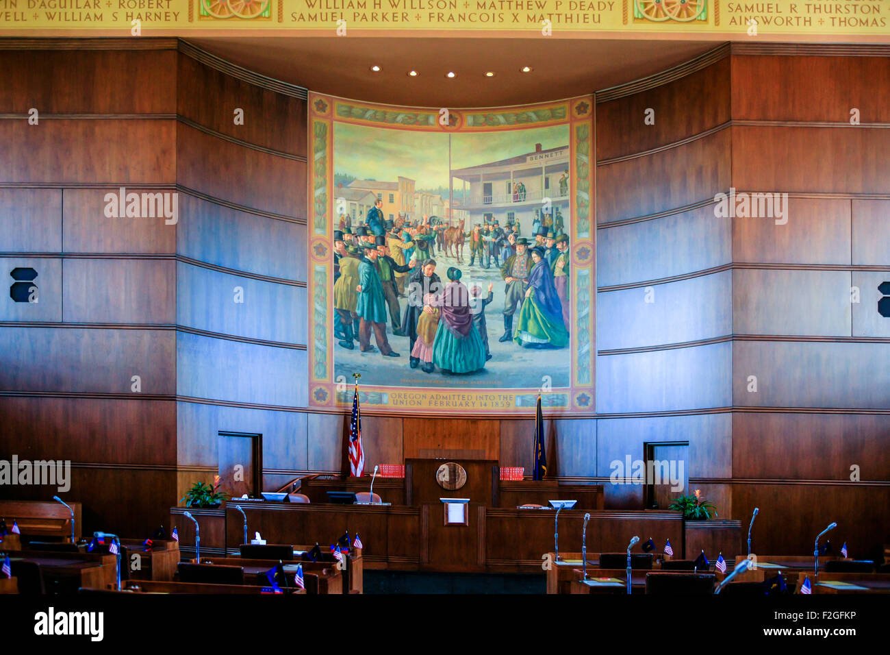 The Senate Chamber inside the Oregon State Capitol builidng in Salem ...
