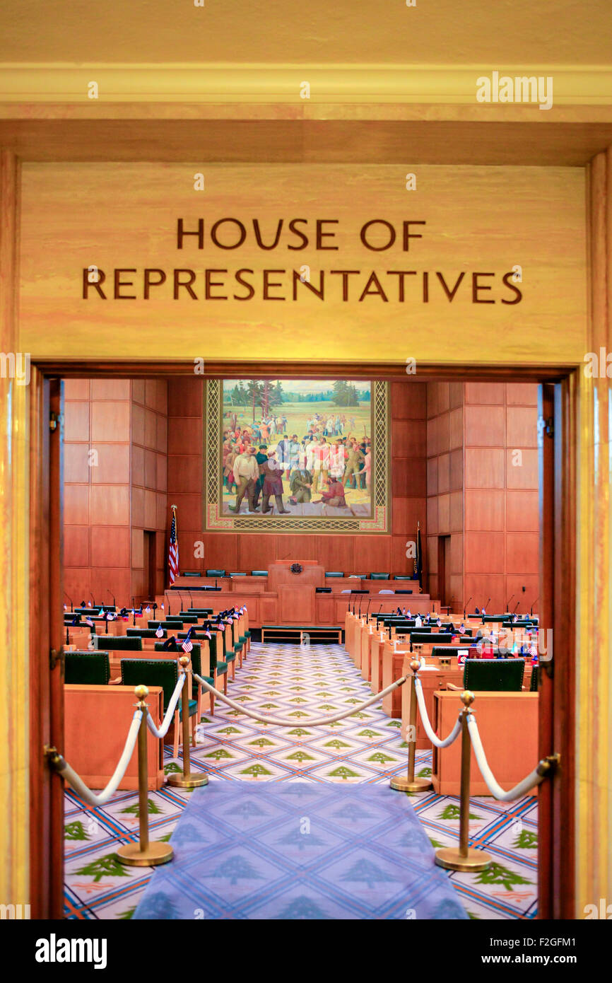 The House of Representatives Chamber inside the Oregon State Capitol ...