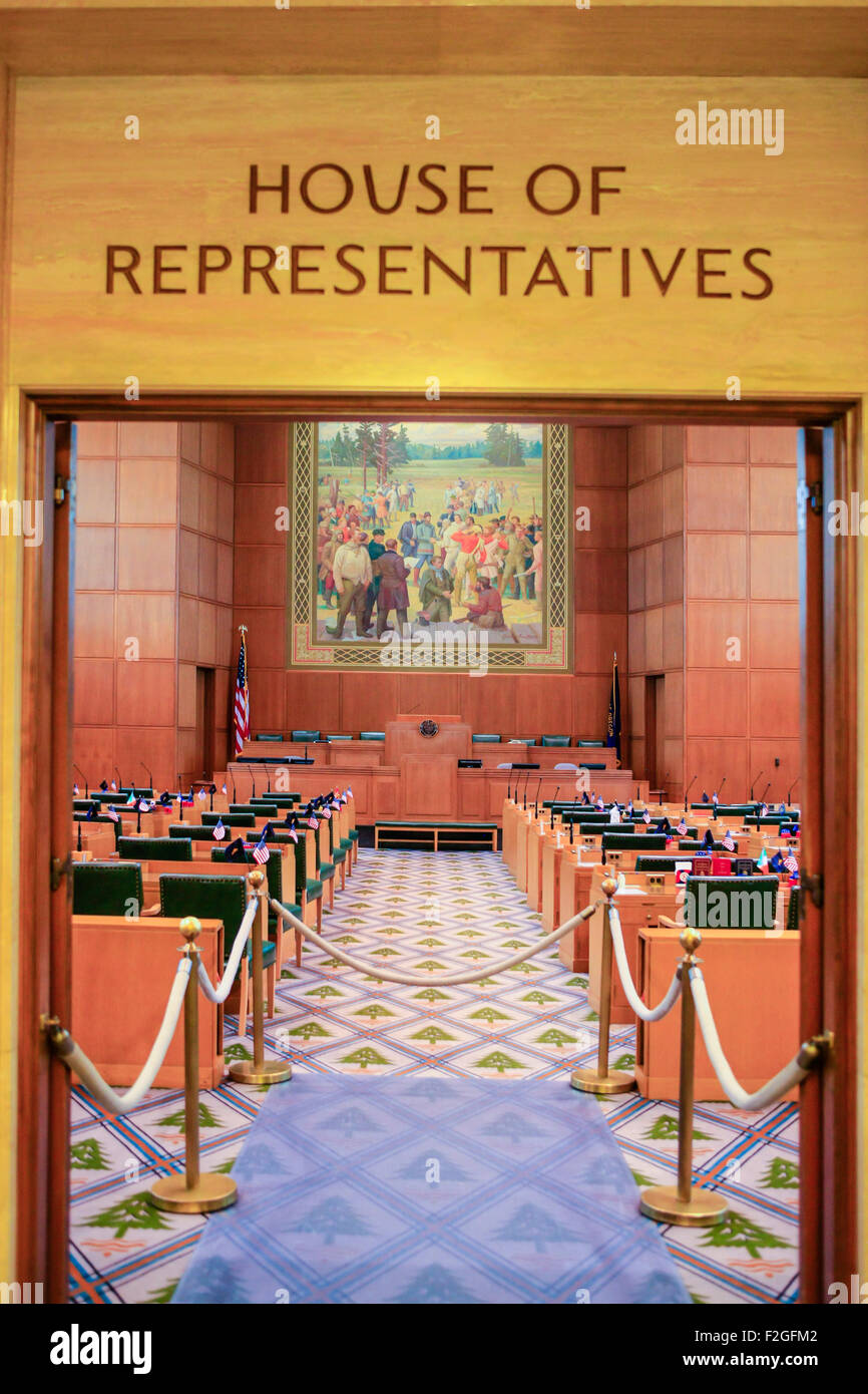 The House of Representatives Chamber inside the Oregon State Capitol ...