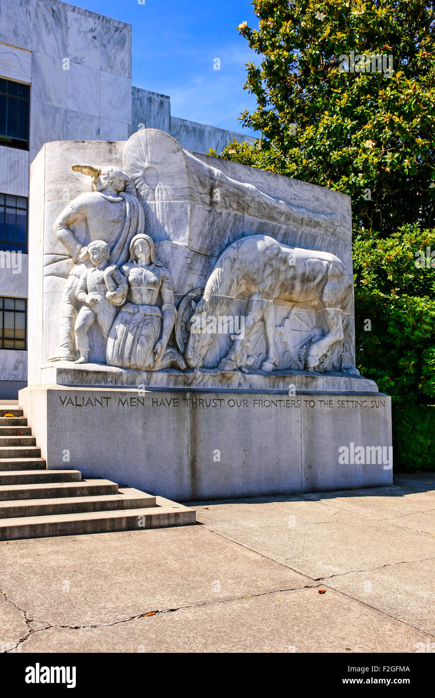 Leo Friedlander's relief sculpture Covered Wagon (1934) outside the ...