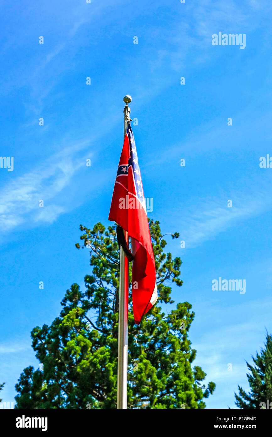 The Mississippi flag combining the Confederate flag flies in the Walk ...