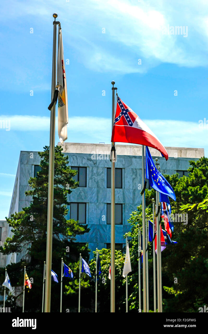 The Mississippi flag combining the Confederate flag flies in the Walk ...