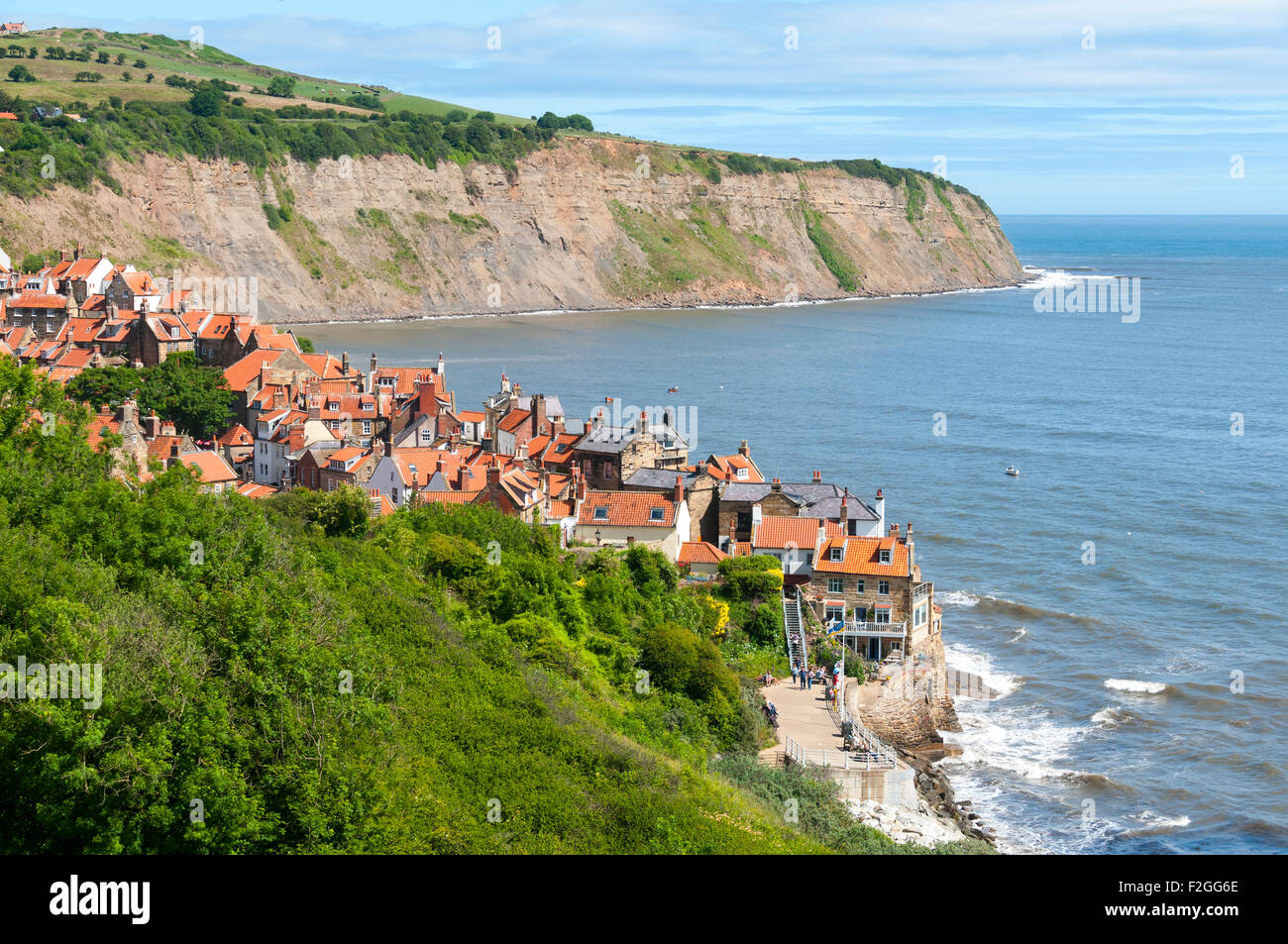 Robin Hood's Bay village, and the bay looking toward Ness Point ...