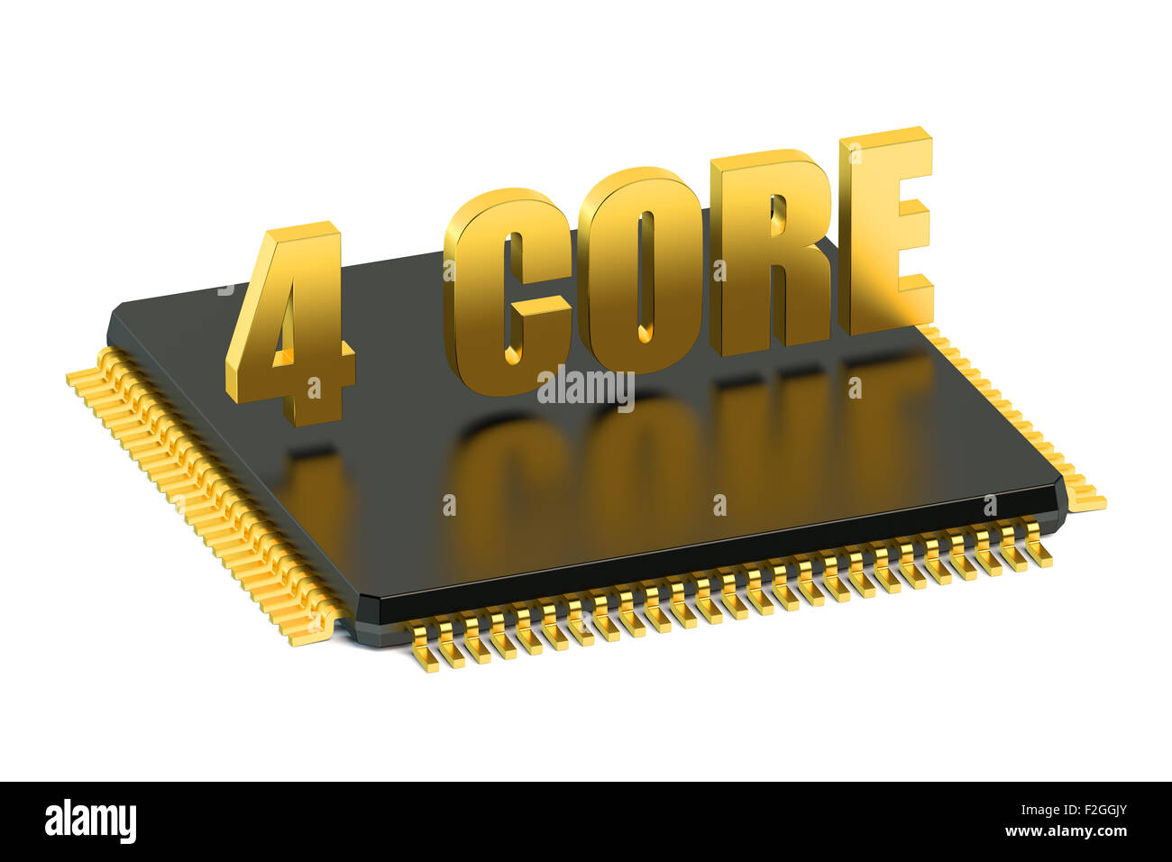CPU 4 core chip for smatphone and tablet isolated on white background ...