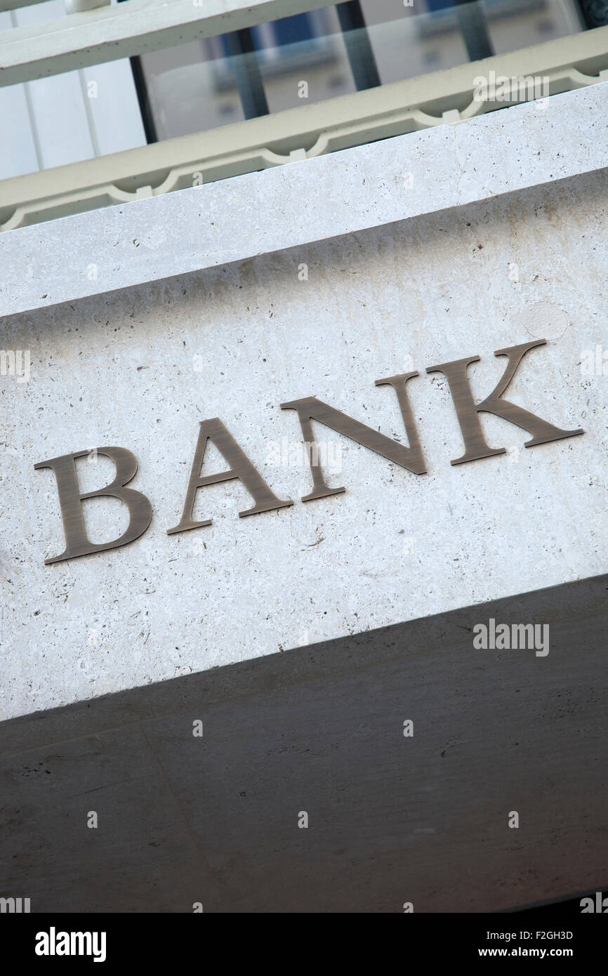 Bank Sign in Urban Setting Stock Photo - Alamy
