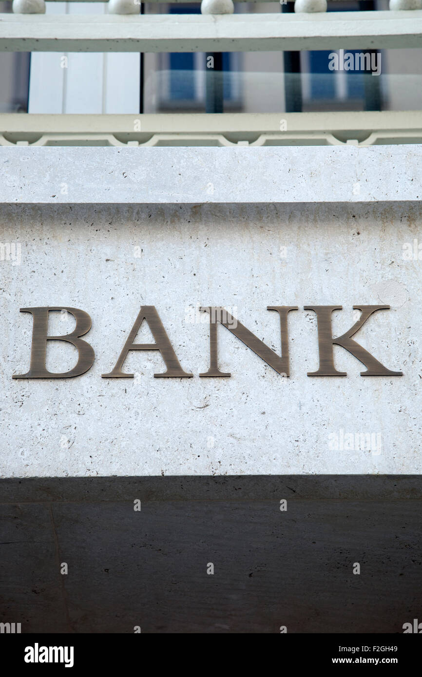 Bank Sign in Urban Setting Stock Photo - Alamy