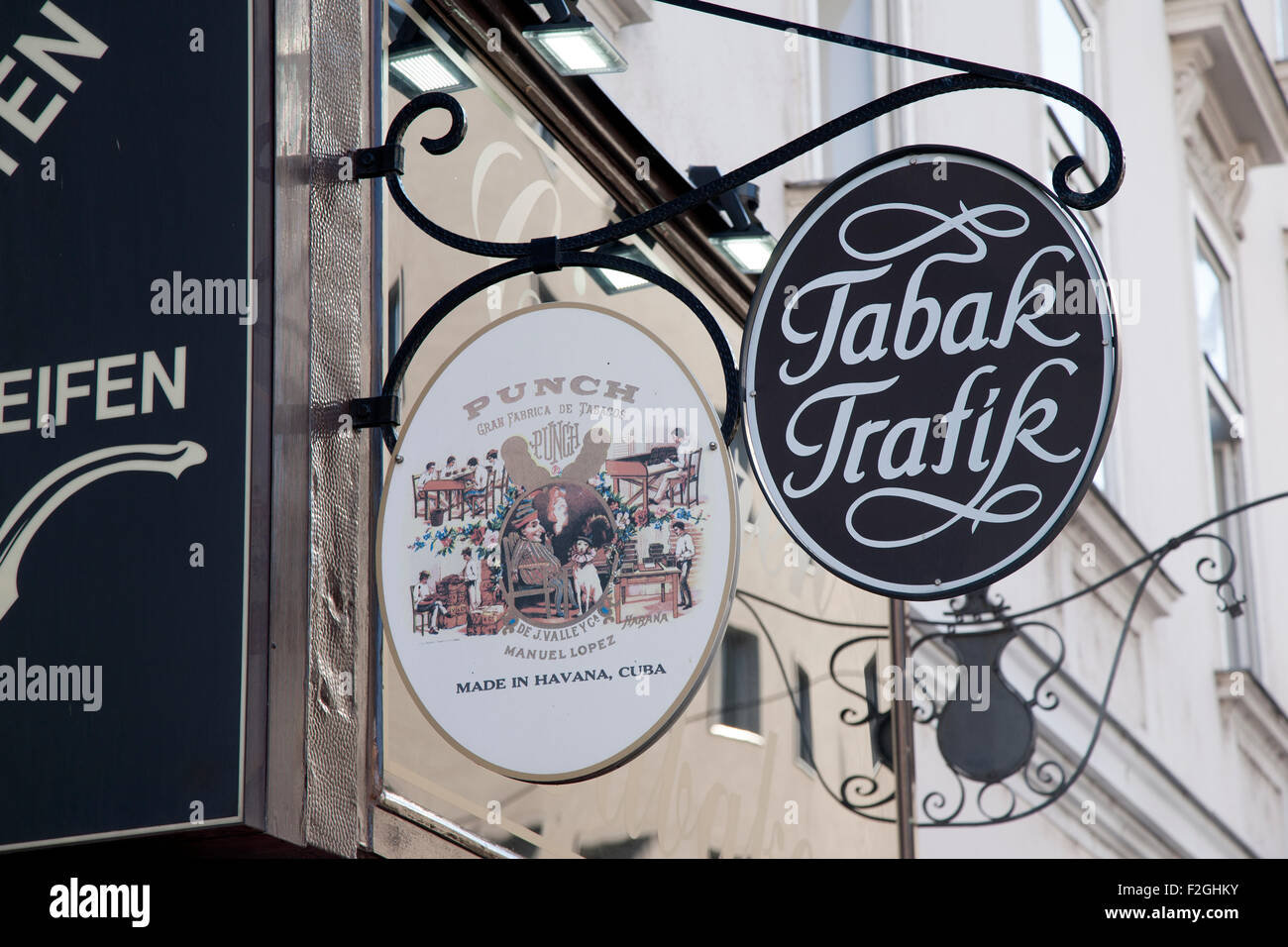 Tobacconist Shop Sign in Vienna, Austria Stock Photo - Alamy