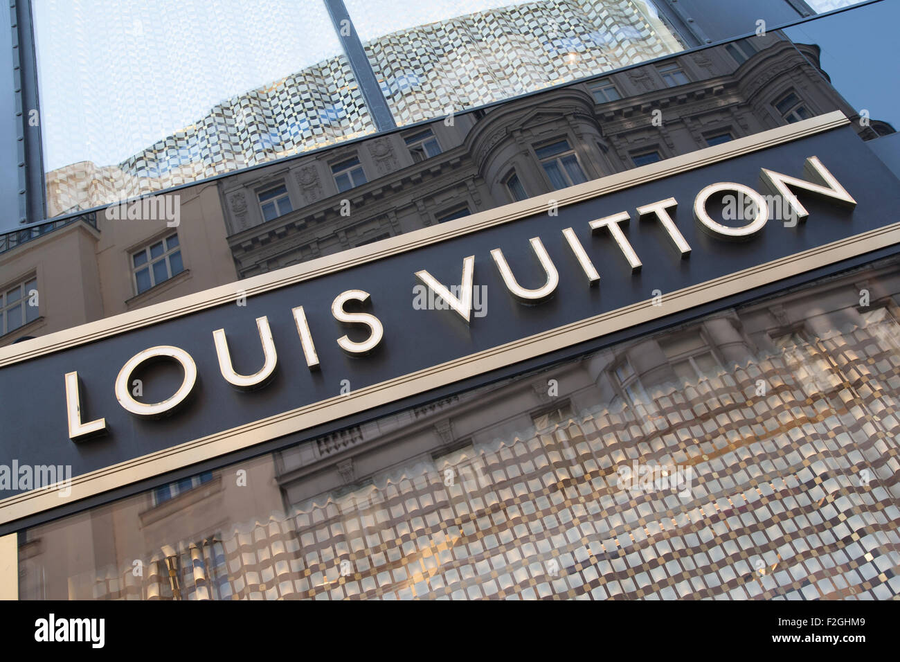 Louis Vuitton Store Sign, Weihburggasse Street; Vienna, Austria Stock ...