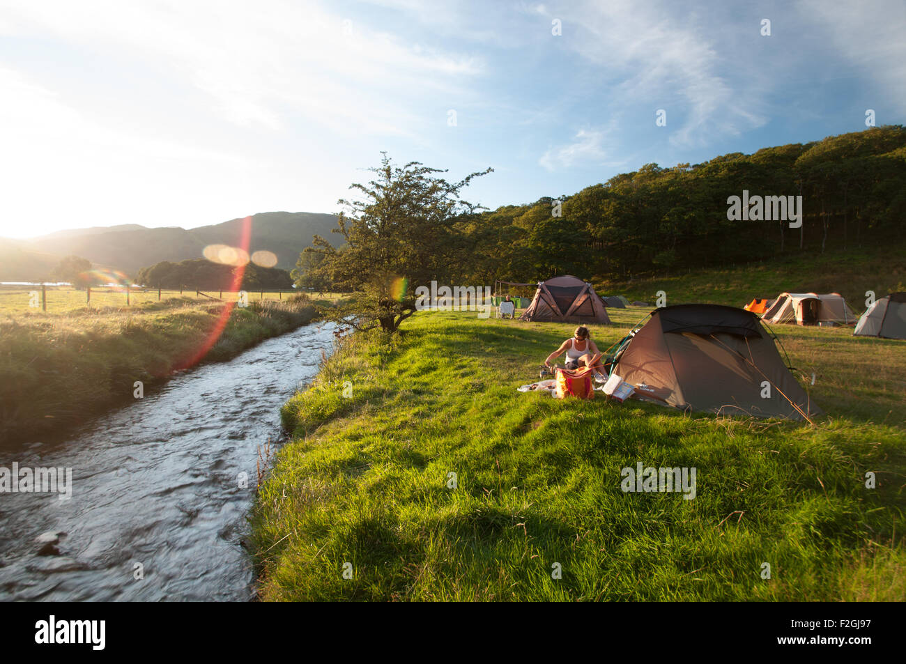 camp site near lake Buttermere in Lake District, Cumbria, England Stock ...