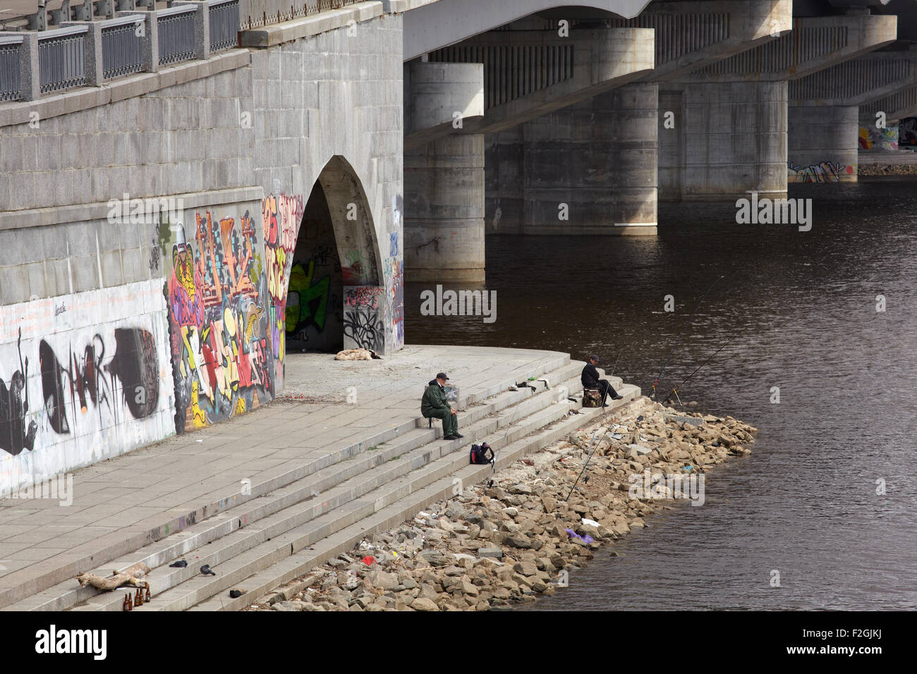 Fishing on the River Dnieper, Kiev Stock Photo - Alamy