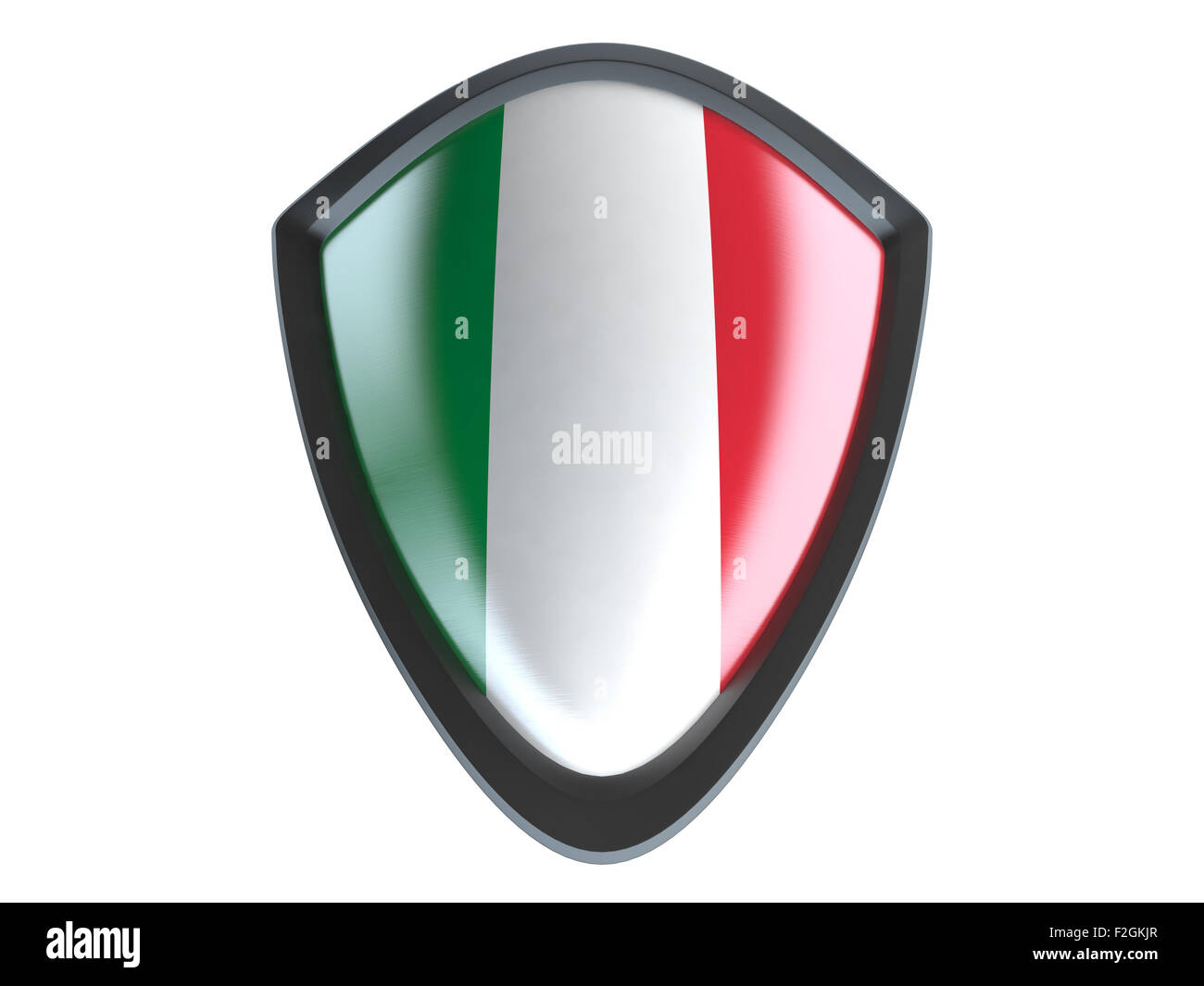 Italy flag on metal shield isolate on white background Stock Photo - Alamy