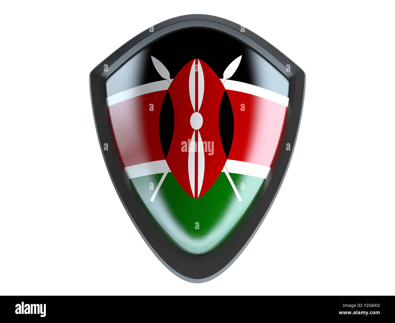 Kenya flag on metal shield isolate on white background Stock Photo - Alamy