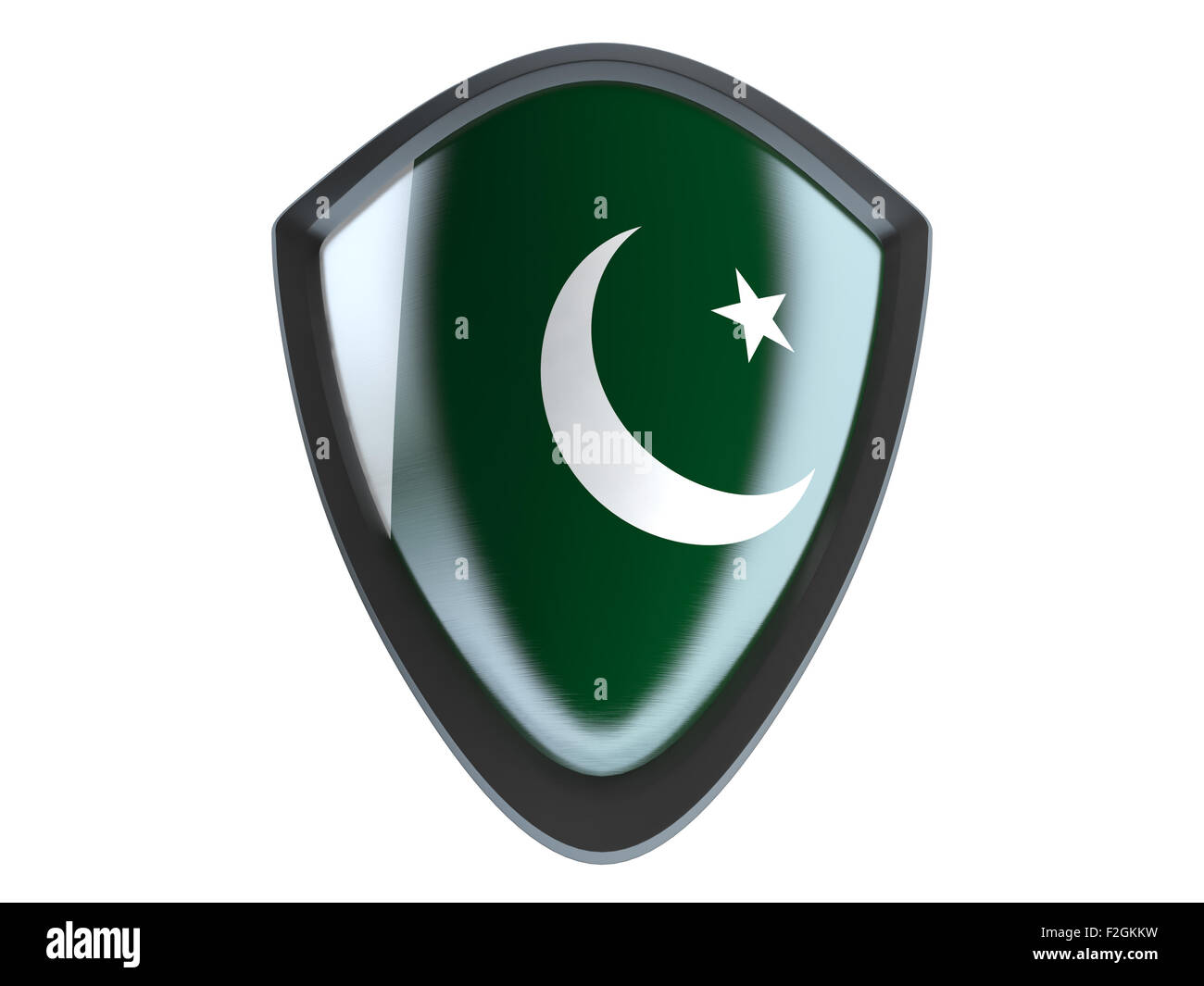 Pakistan flag on metal shield isolate on white background Stock Photo ...