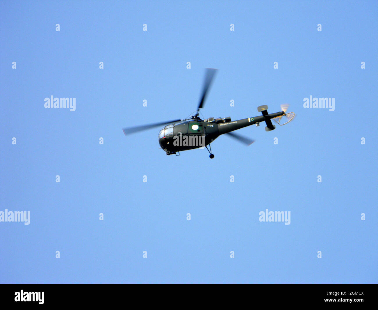 Peshawar. 18th Sep, 2015. A Pakistani helicopter patrols over a ...