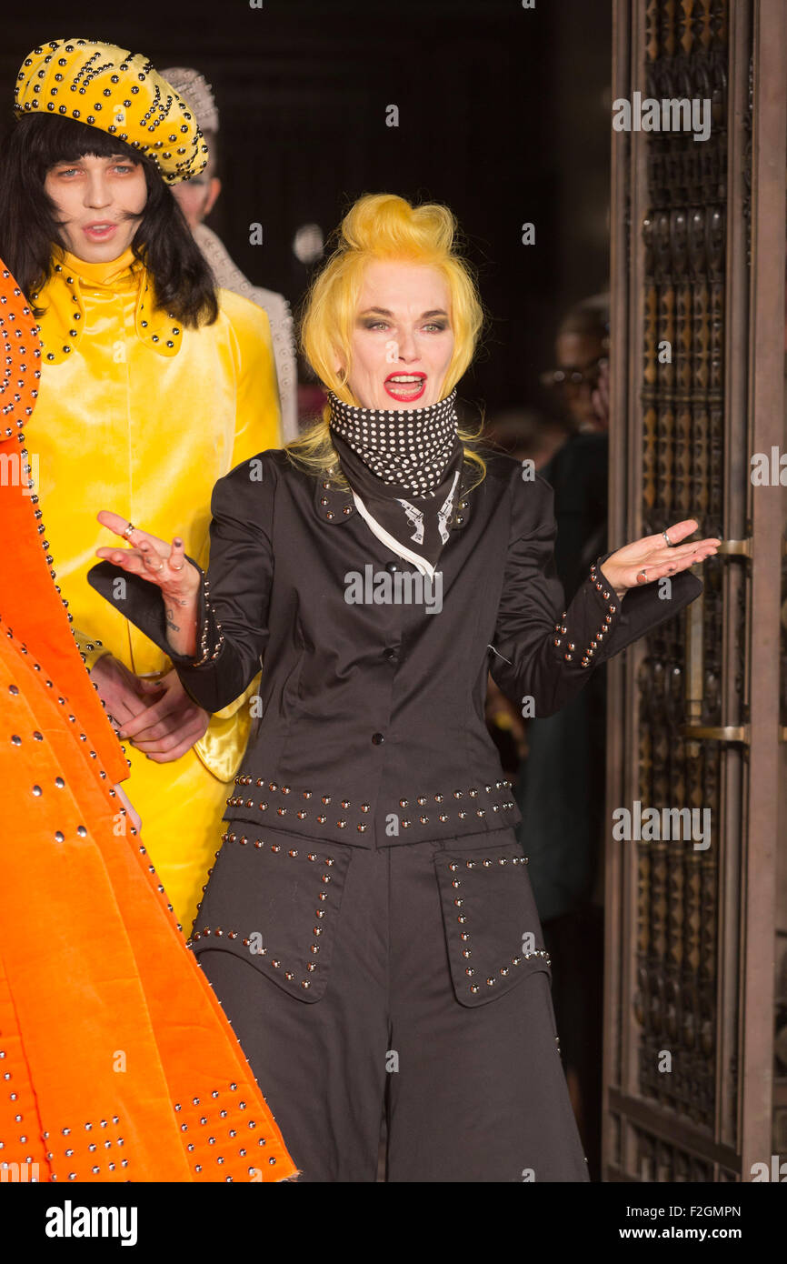 London, UK. 18th September, 2015. Pictured: Pam Hogg (right) with her ...