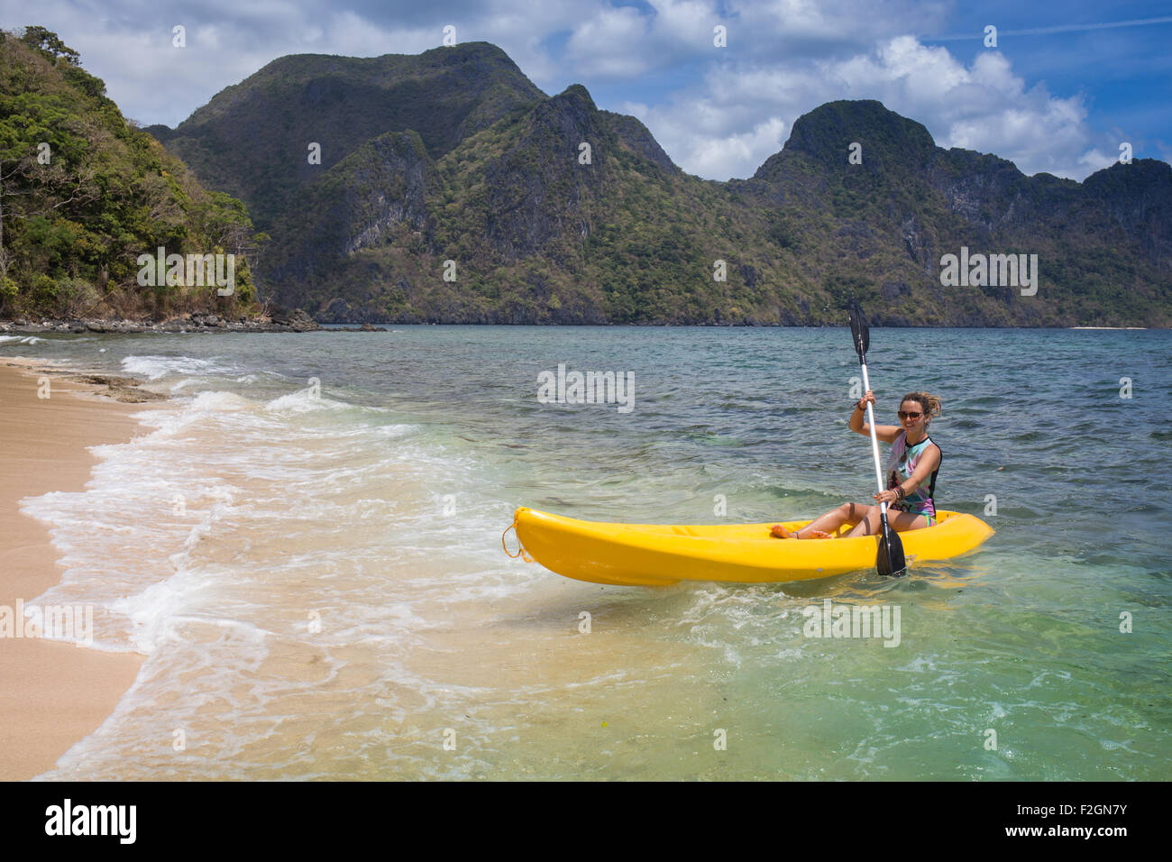 Portrait of a girl in kayak Stock Photo - Alamy