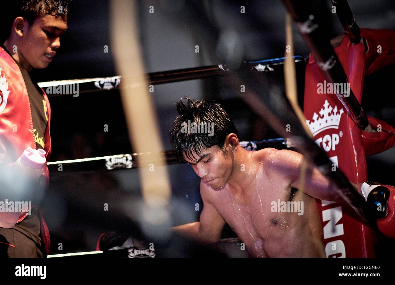 Muay Thai fight in Thailand boxing stadium Stock Photo - Alamy