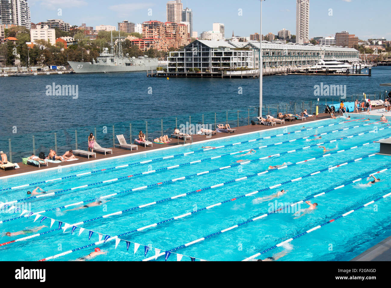 Andrew Boy Charlton open air 50m swimming pool at Woolloomooloo bay ...