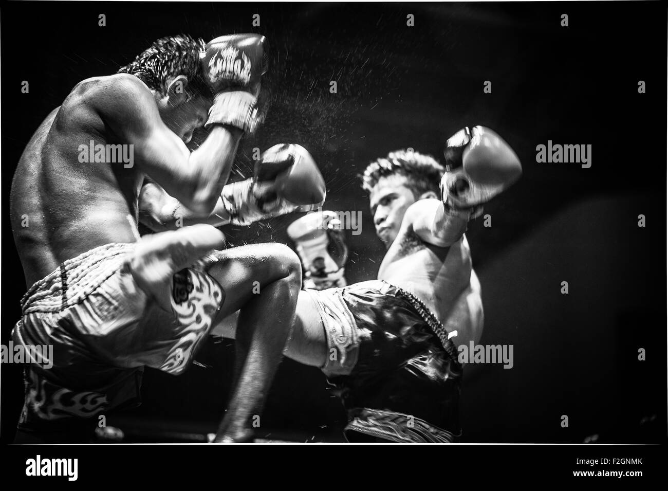 Muay Thai fight in Thailand boxing stadium Stock Photo - Alamy