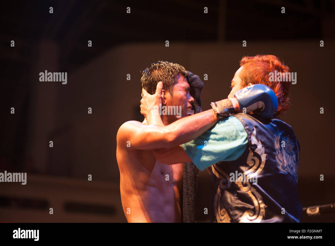 Muay Thai fight in Thailand boxing stadium Stock Photo - Alamy